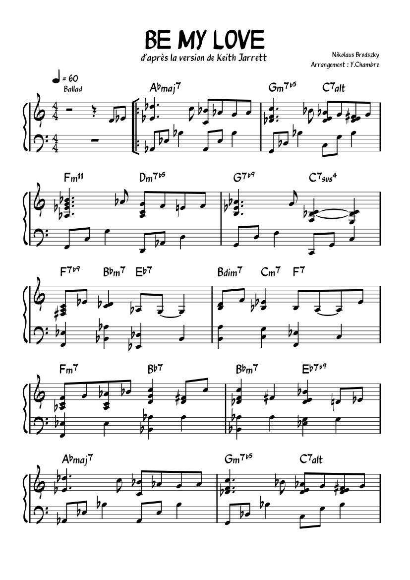 Be My Love – Nicholas Brodszky Sheet Music with Chords for Piano (Solo ...