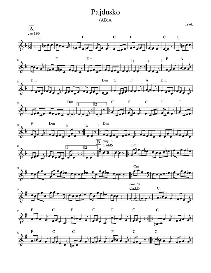 Traditional music - Pajdusko - piano tutorial