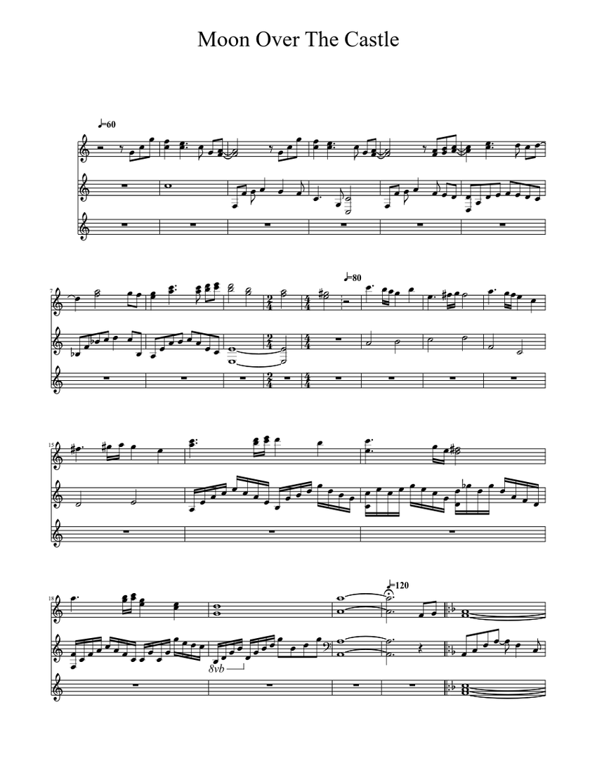 Moon Over The Castle GT2 Version Sheet music for Piano (Mixed Trio ...