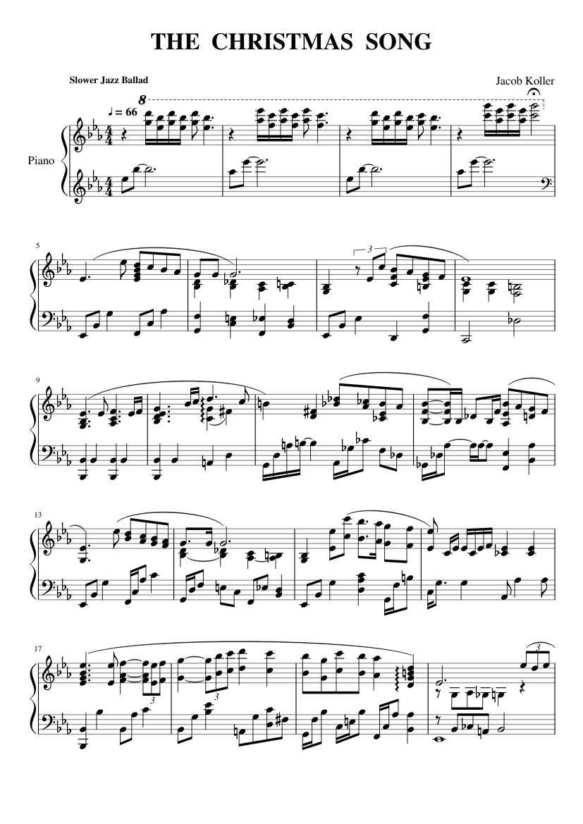 THE CHRISTMAS SONG Sheet Music for Piano (Solo) | MuseScore.com