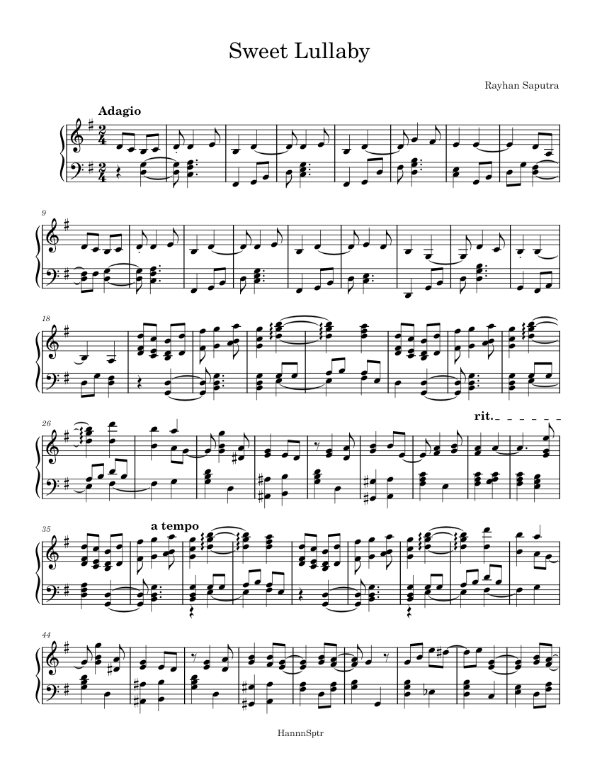 Sweet Lullaby Sheet music for Piano (Solo) | Musescore.com
