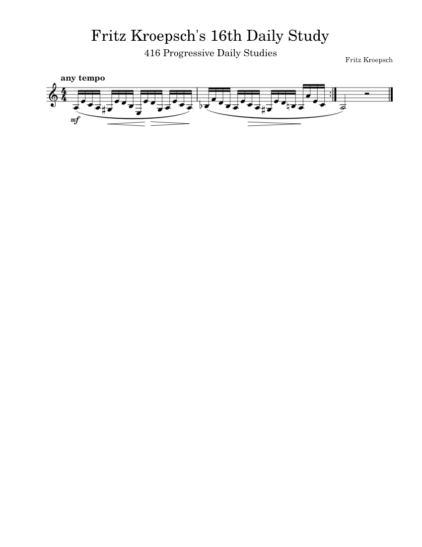 Fritz Kroepsch's 16th Progressive Daily Study Sheet music for Clarinet ...