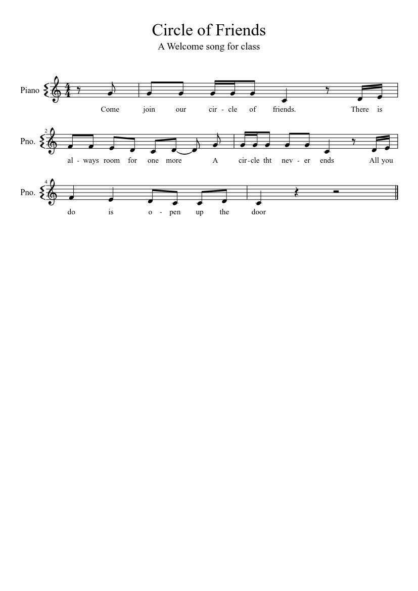Circle of Friends Sheet Music for Piano (Solo) | MuseScore.com