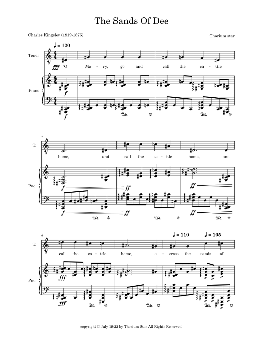 The Sands Of Dee - piano tutorial