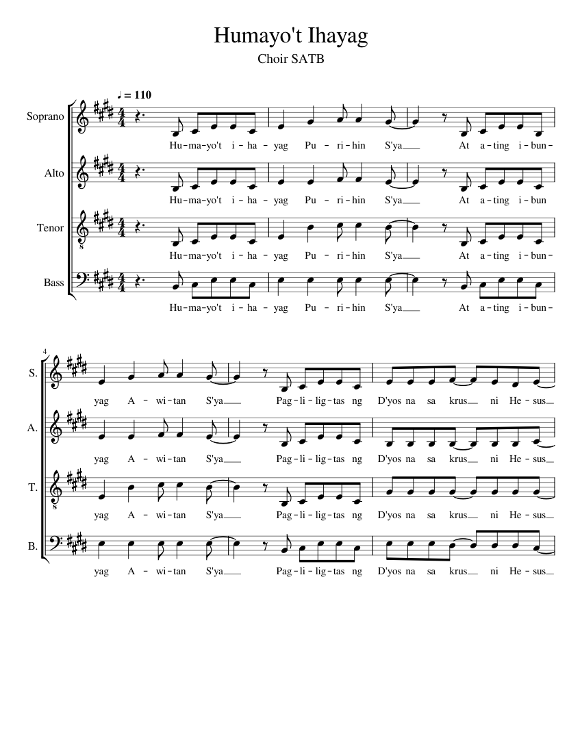 Humayo't Ihayag SATB Sheet music for Soprano, Alto, Tenor, Bass voice ...