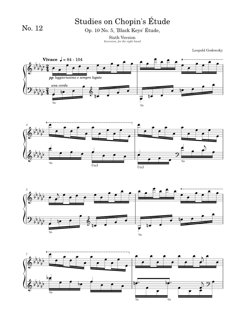 Study No. 12 on Chopin's Étude (Op. 10 No. 5) – Leopold Godowsky Sheet music for Piano (Solo ...