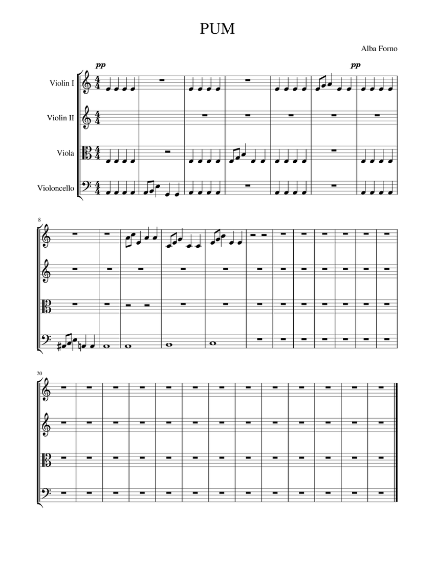 PUM Sheet music for Violin, Cello, Viola (String Quartet) | Musescore.com