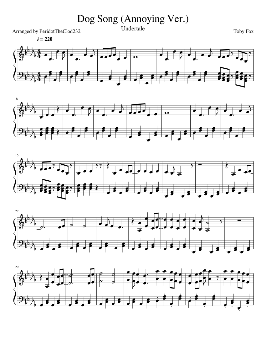 Dog Song (Annoying Version) Sheet music for Piano (Solo) | Musescore.com
