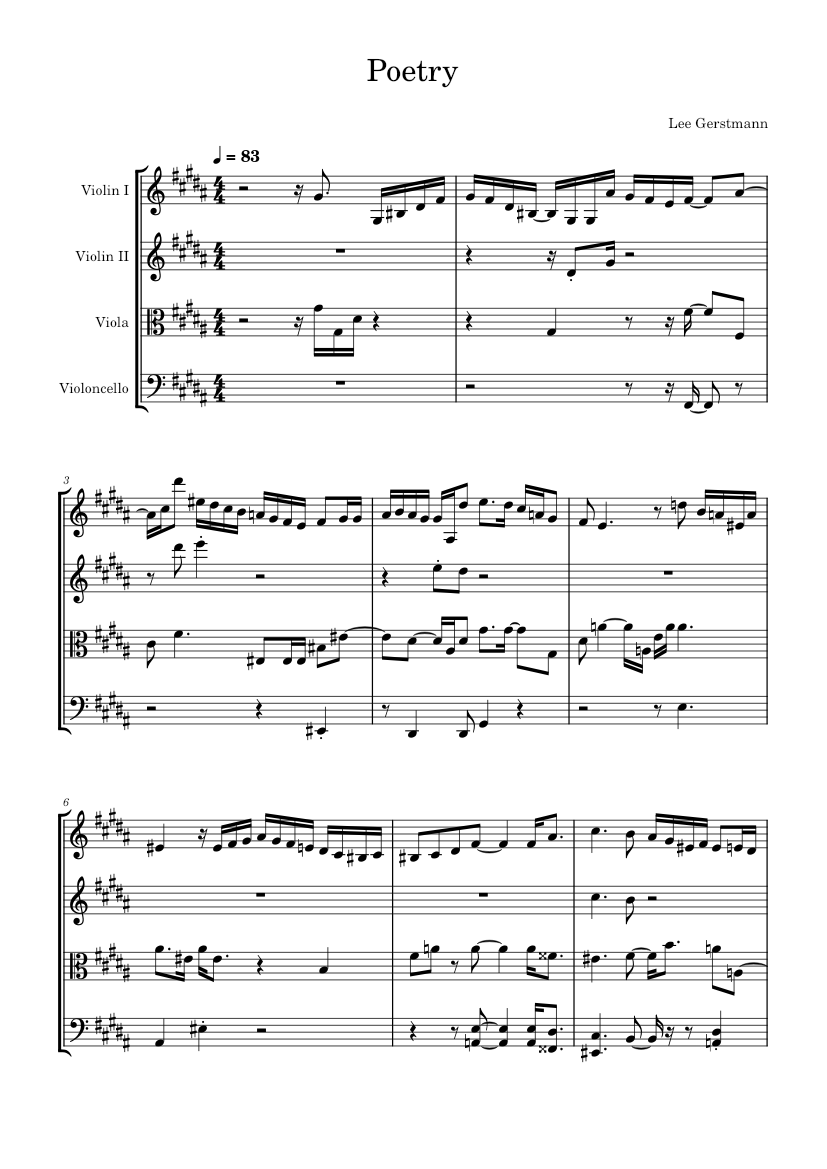 Poetry Sheet music for Violin, Viola, Cello (String Quartet ...
