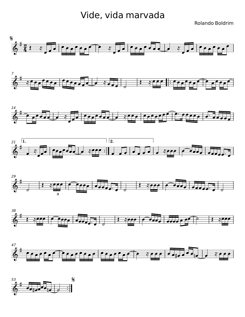 Vide, vida marvada Sheet Music for Piano (Solo) Easy | MuseScore.com