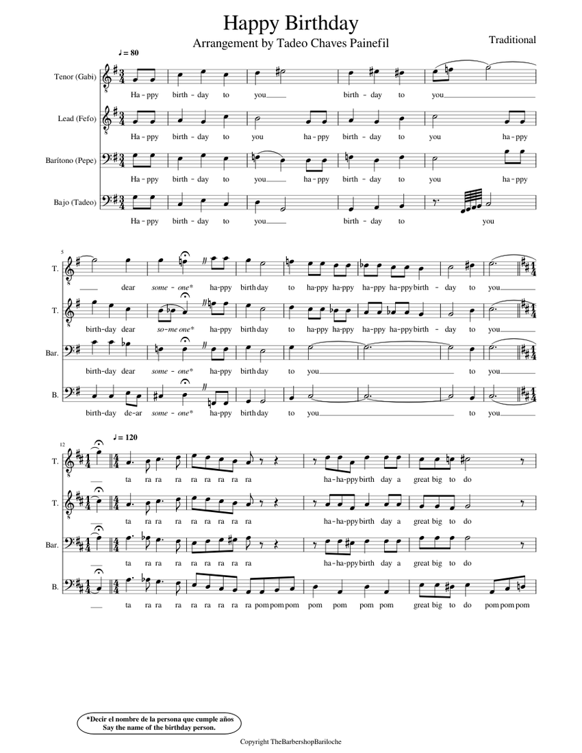 Happy Birthday + Happy birthday dapper dans | Barbershop Sheet music ...