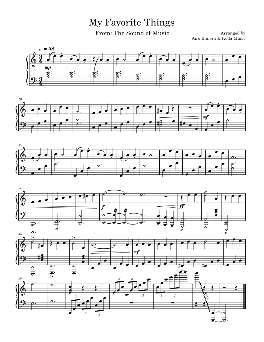 My Favorite Things (from The Sound of Music) – Rodgers & Hammerstein ...