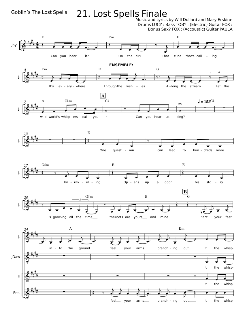 Lost Spells Finale – Will Dollard;Mary Erskine Sheet music for Piano ...