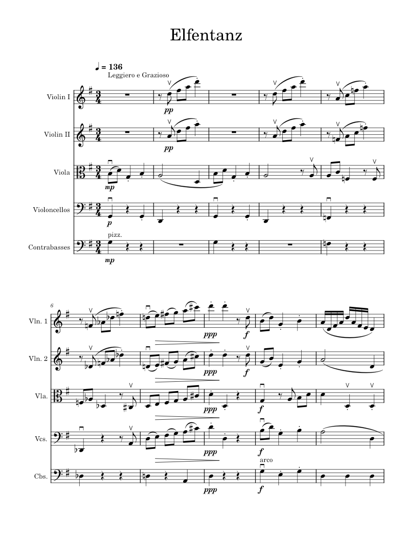Elfentanz (String Orchestra Version) Sheet music for Violin, Viola, Strings group (String ...