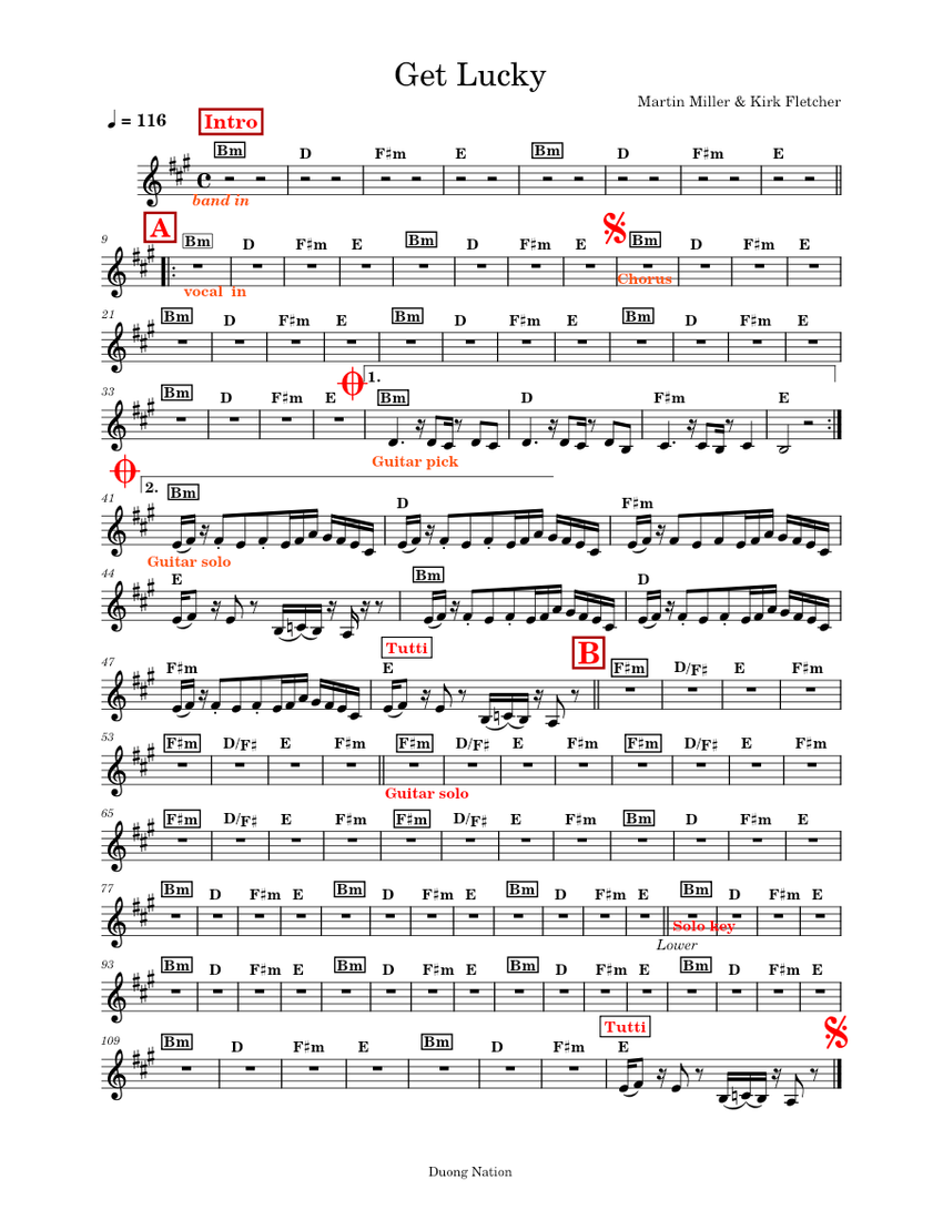 Get Lucky Band Sheet Sheet music for Piano (Solo) | Musescore.com