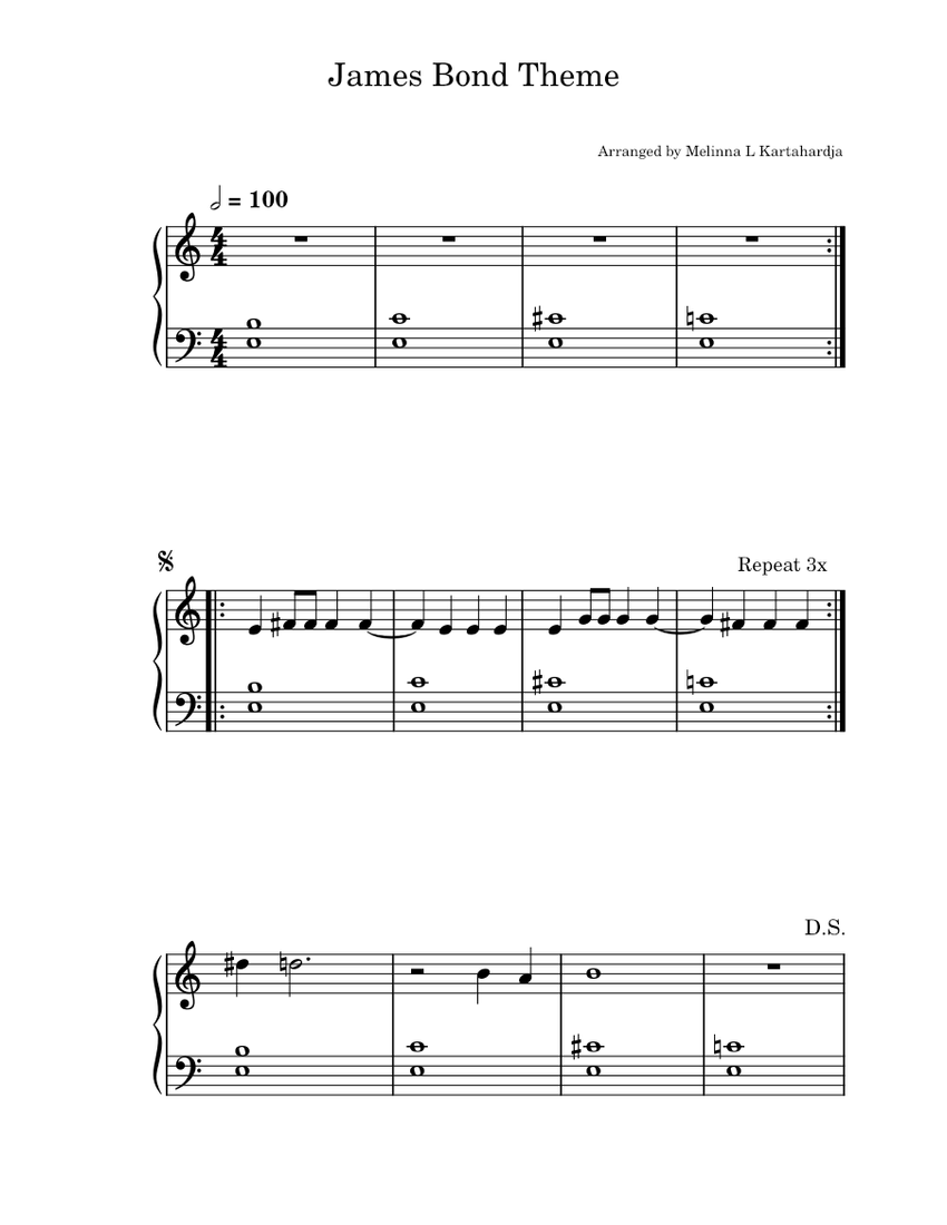 James Bond Theme - Easy Piano Sheet music for Piano (Solo) | Musescore.com