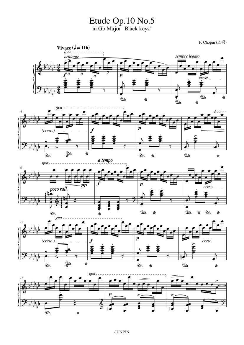 Etude Op.10 No.5 Gb Major "Black Keys" - Chopin Sheet Music for Piano (Solo) | MuseScore.com