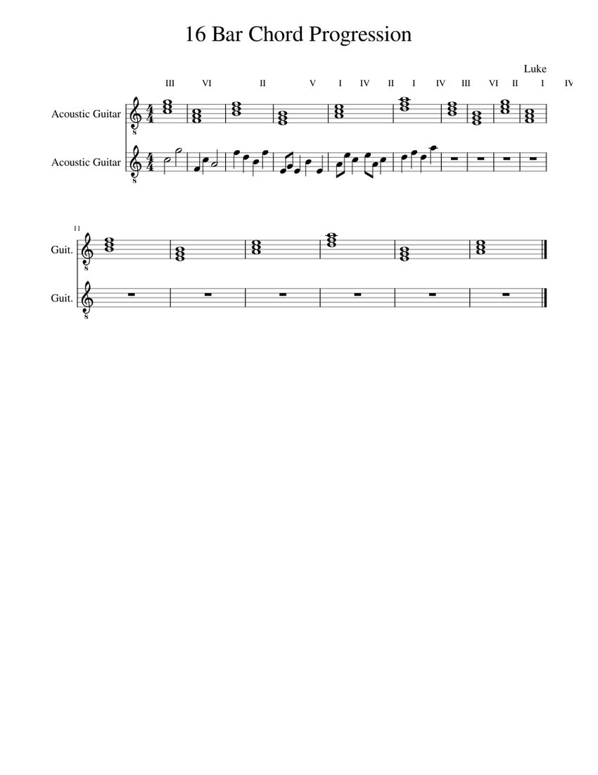 Luke composition. 15th January Sheet music for Guitar (Mixed Duet ...