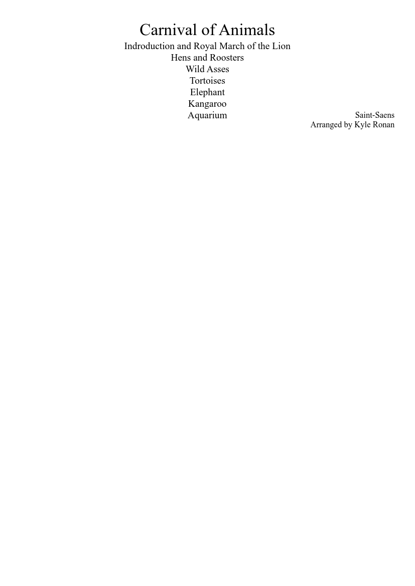 Carnival of Animals: Band Arrangement, Mvmt. 1-7 Sheet music for Trombone, Tuba, Flute, Oboe ...