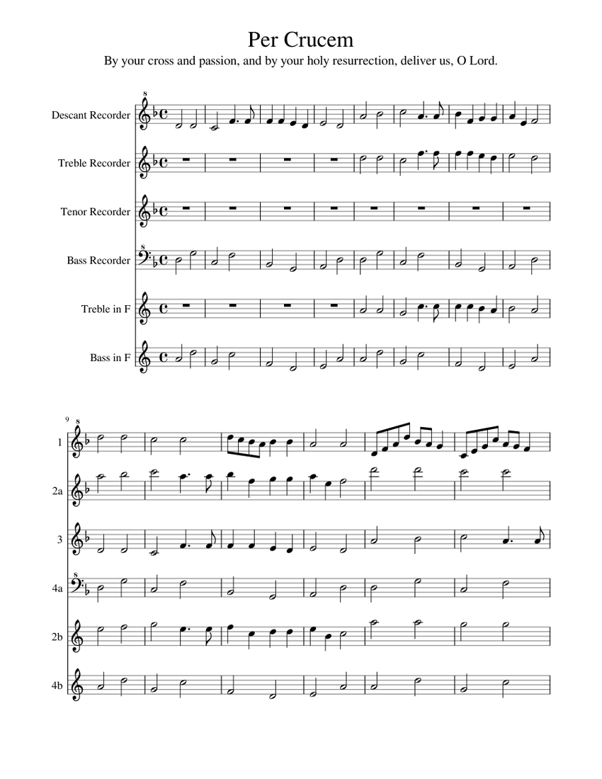 Per Crucem Sheet music for French horn, Recorder (Mixed Ensemble ...