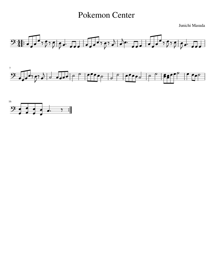 Pokemon Center Sheet music for Bassoon (Solo) | Musescore.com