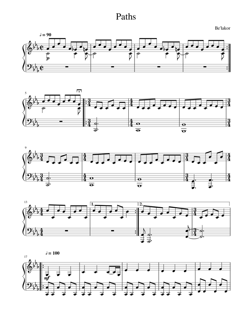 Paths by Be'lakor Sheet music for Piano (Solo) | Musescore.com