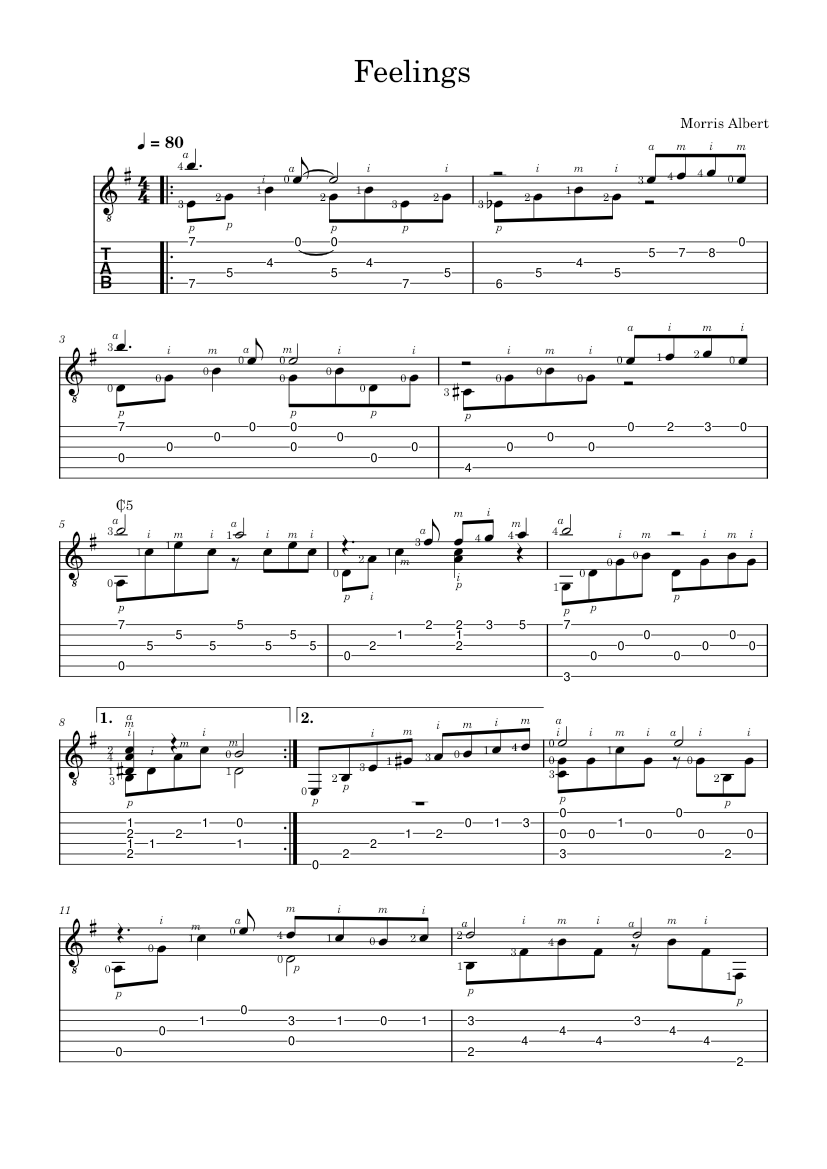 Feelings Sheet Music for Guitar (Solo) | MuseScore.com