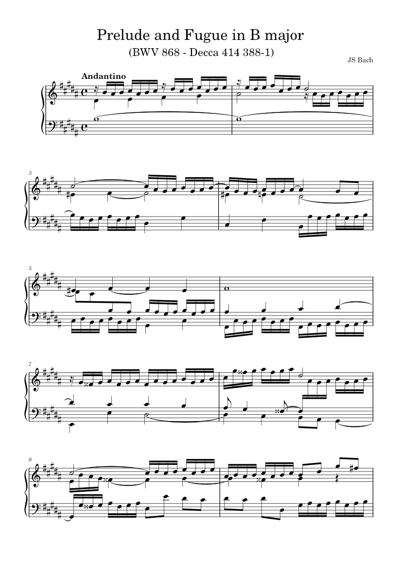 Prelude and Fugue in B major - JS Bach Sheet music for Piano (Solo ...