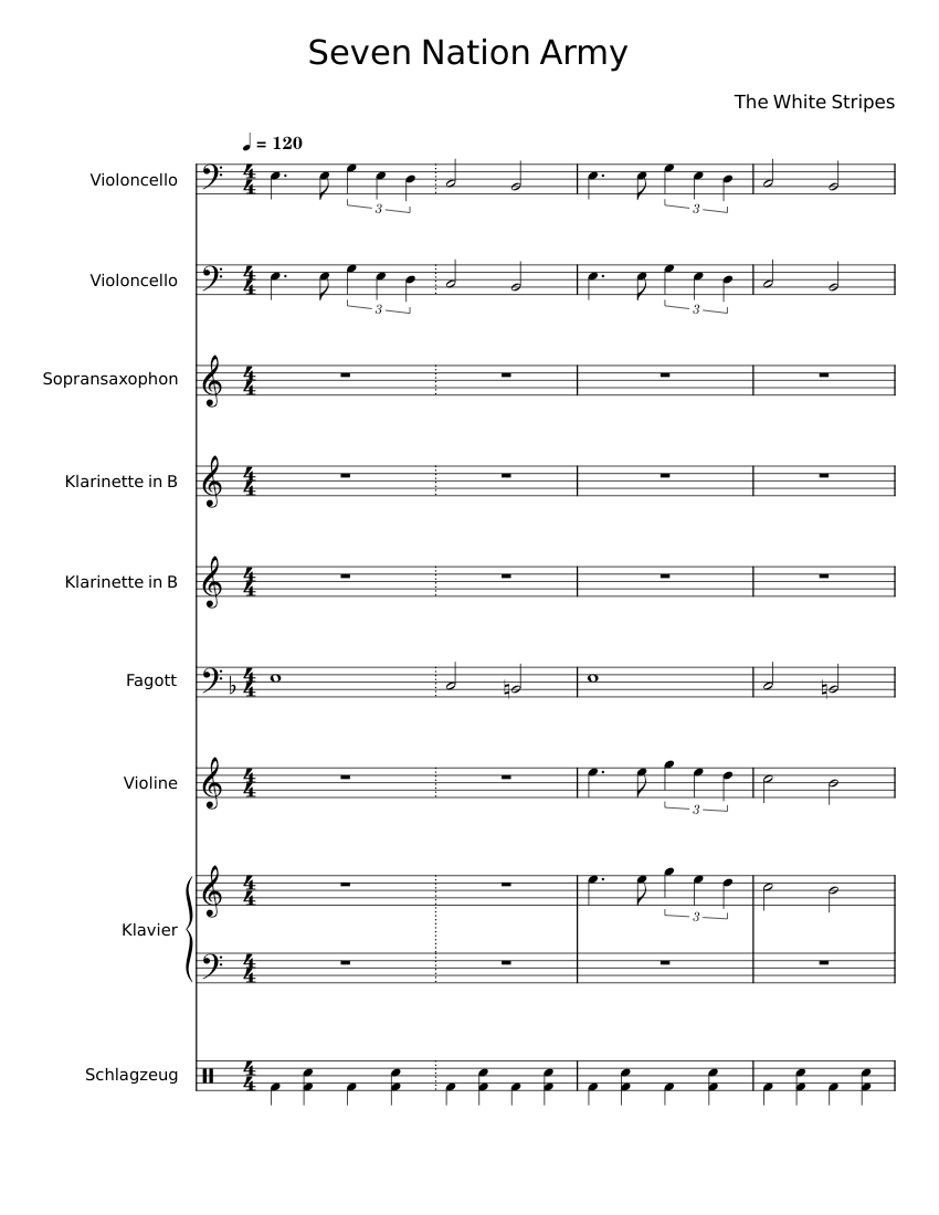 Seven Nation Army - The White Stripes Sheet music for Piano, Bassoon ...