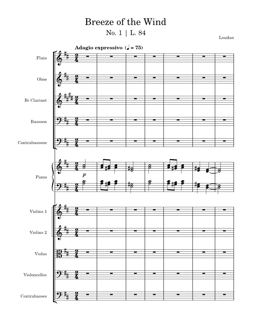 Loudan - Breeze of the Wind | Part 1 | Over The Hills Sheet music for Piano, Flute, Oboe ...