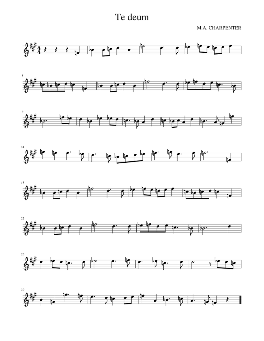 Te deum Sheet music for Piano, Saxophone (Baritone) (Solo) | Download and print in PDF or MIDI ...