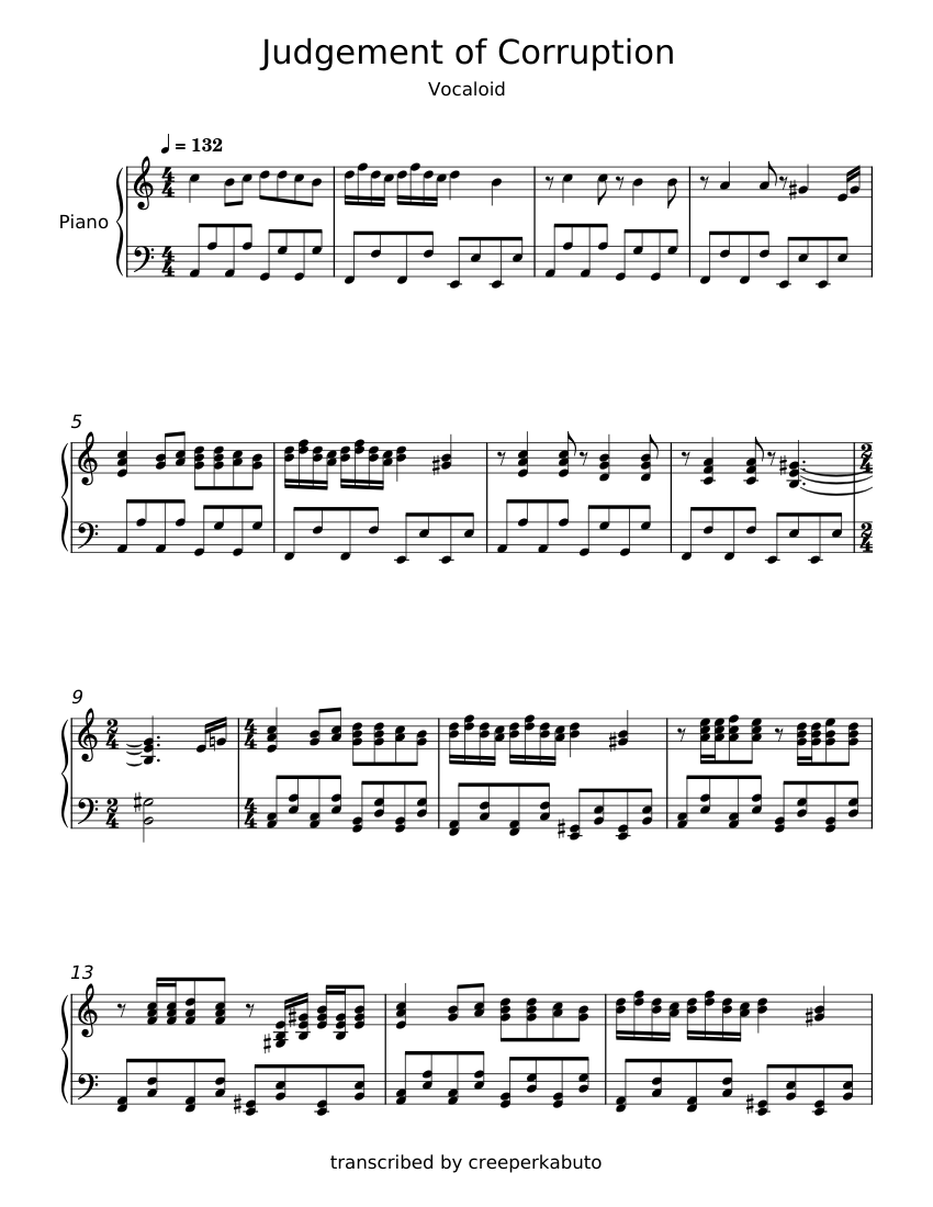 Judgement of Corruption - mothy_Akuno-P Sheet music for Piano (Solo ...