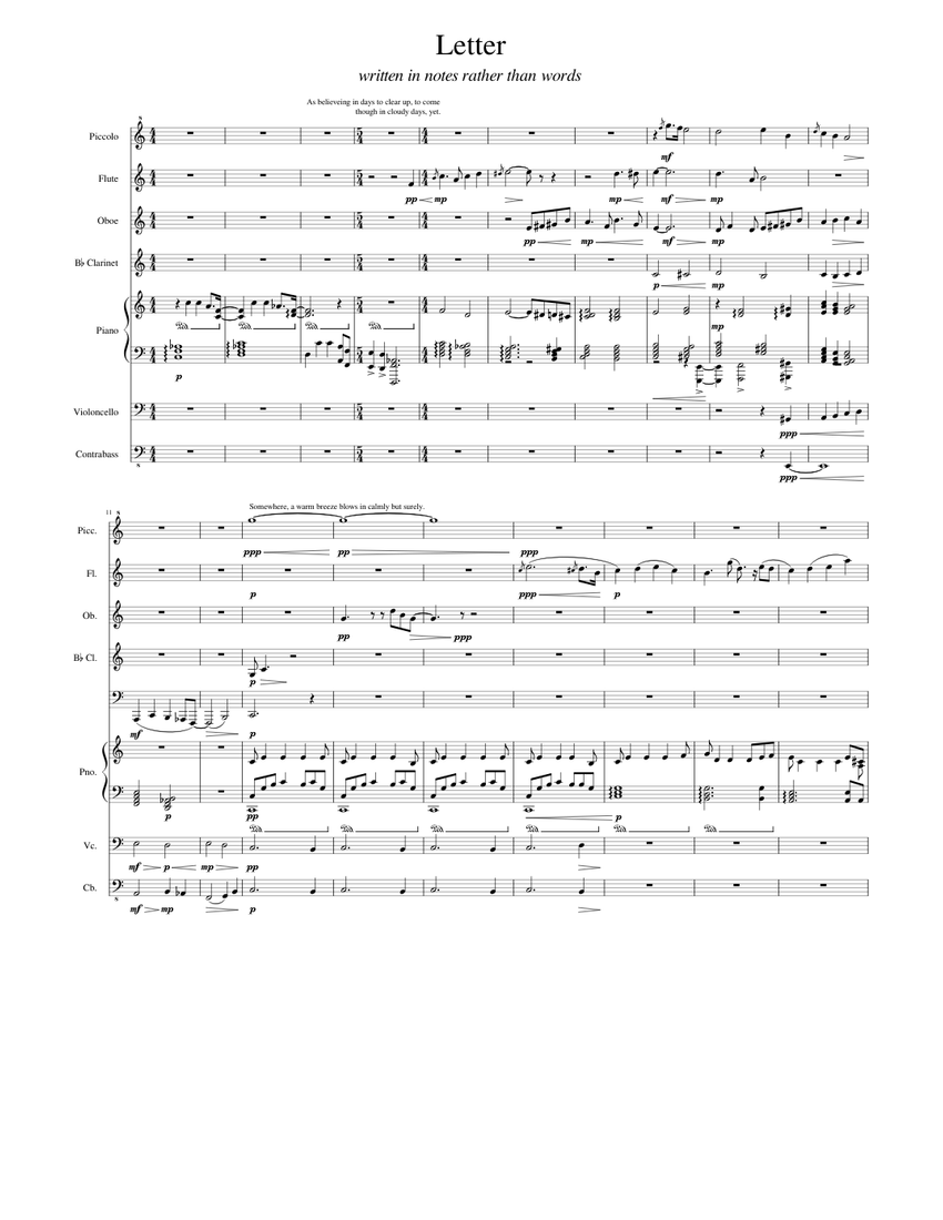 Letter Sheet music for Piano, Trombone, Tuba, Flute piccolo & more ...