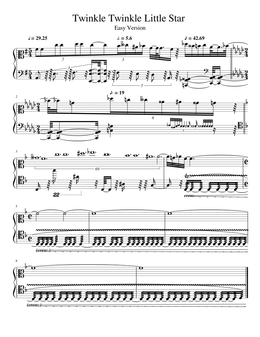 Twinkle Twinkle Little Star EASY VERSION Sheet music for Piano (Solo ...