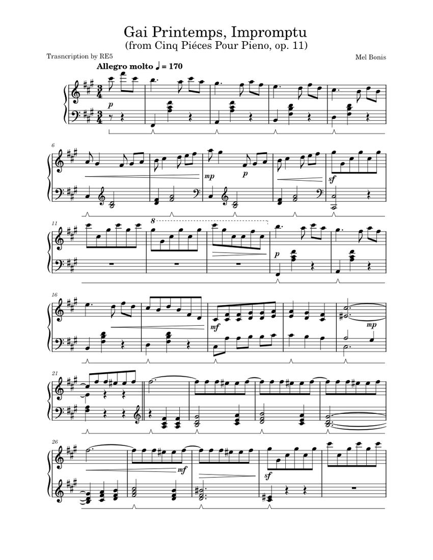 Gai Printemps – Mel Bonis Sheet music for Piano (Solo) Easy | Musescore.com