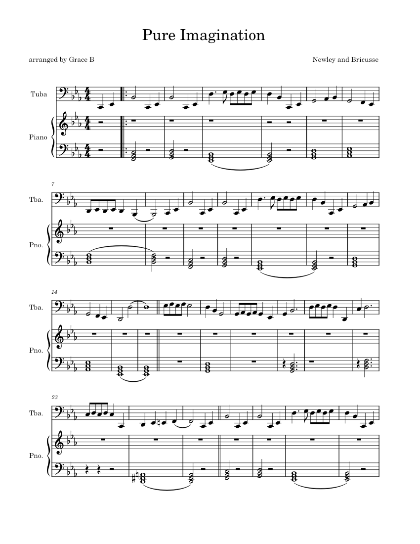 Pure Imagination – Leslie Bricusse & Anthony Newly Sheet music for ...