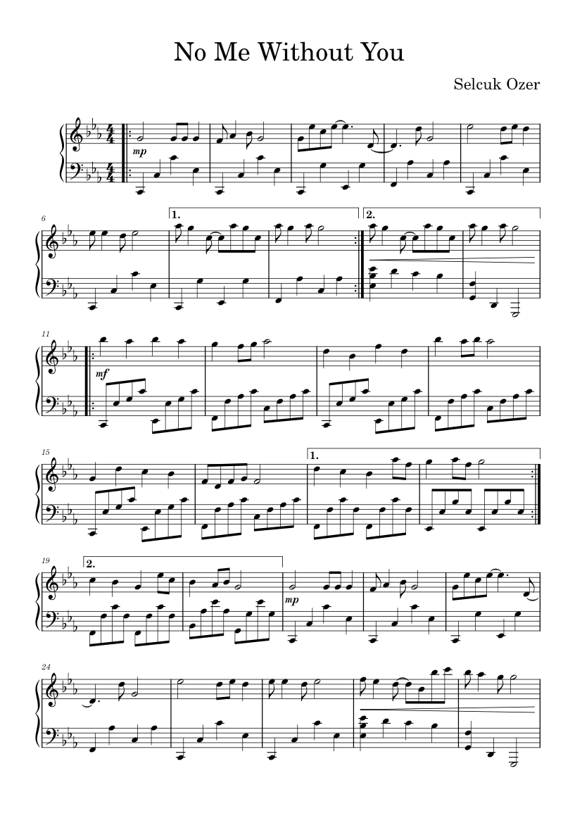No Me Without You Sheet music for Piano (Solo) | Musescore.com