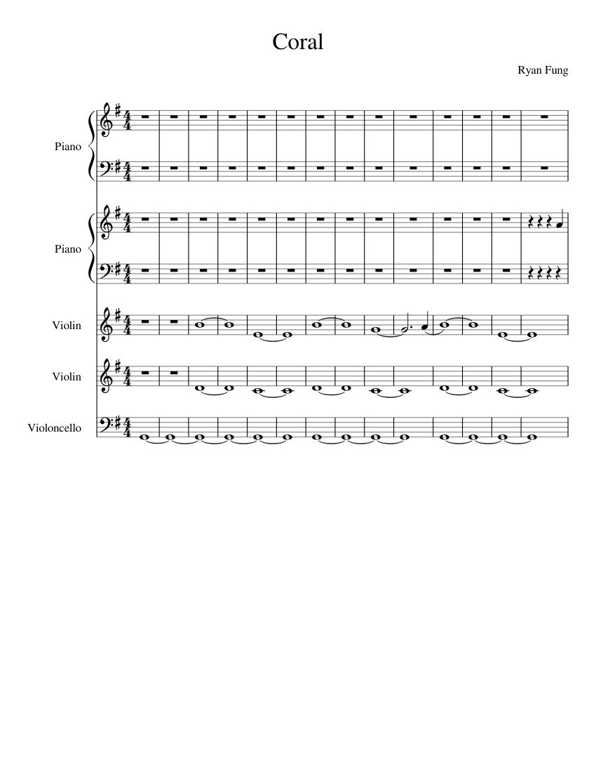 Coral Sheet music for Piano, Violin, Cello (Mixed Quintet) | Musescore.com