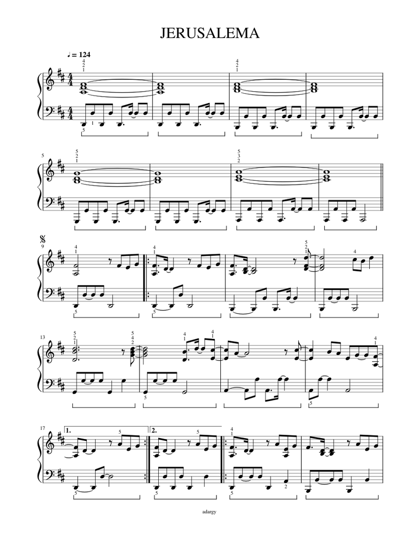JERUSALEMA Sheet music for Piano (Solo) | Musescore.com