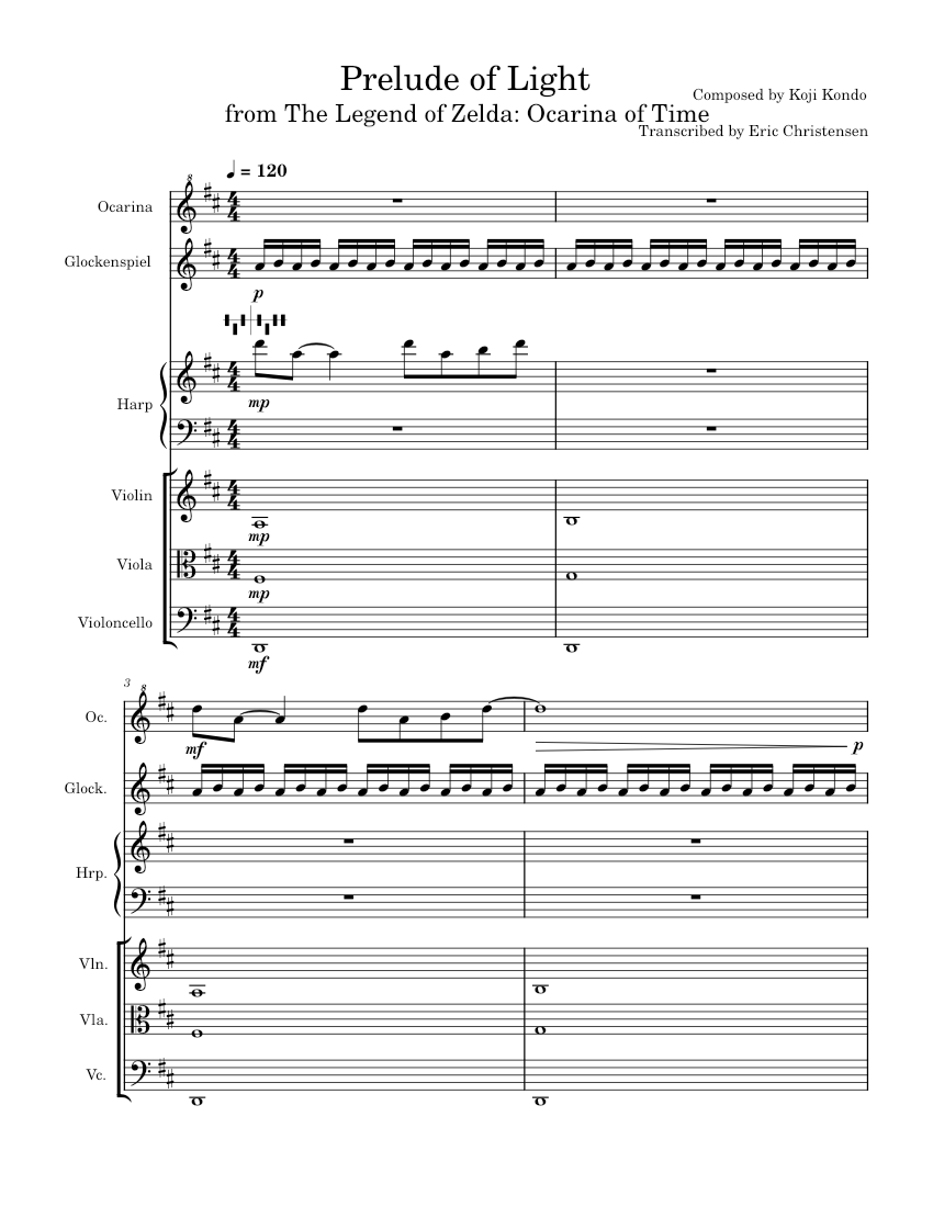 Prelude of Light - Ocarina of Time Sheet music for Glockenspiel, Violin ...