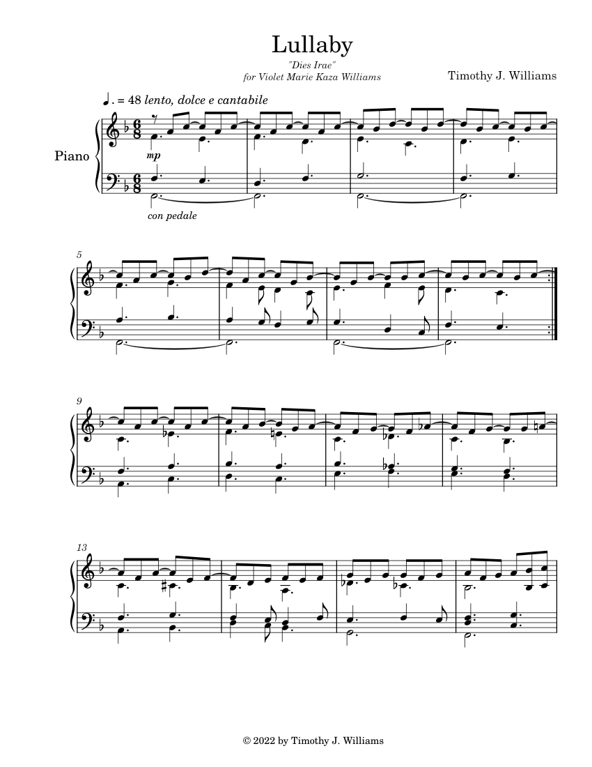 Lullaby Sheet music for Piano (Solo) Easy | Musescore.com