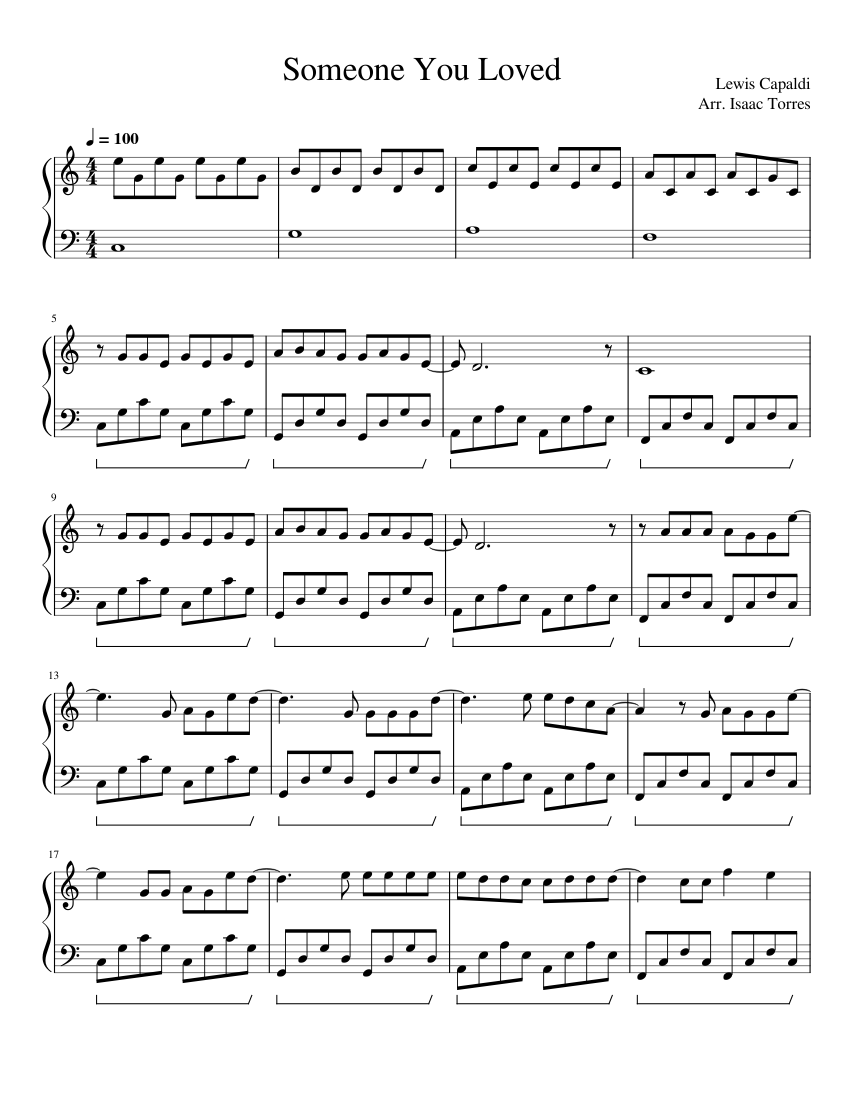 Someone you loved – Lewis Capaldi (Medium) Sheet Music for Piano (Solo) Easy | MuseScore.com