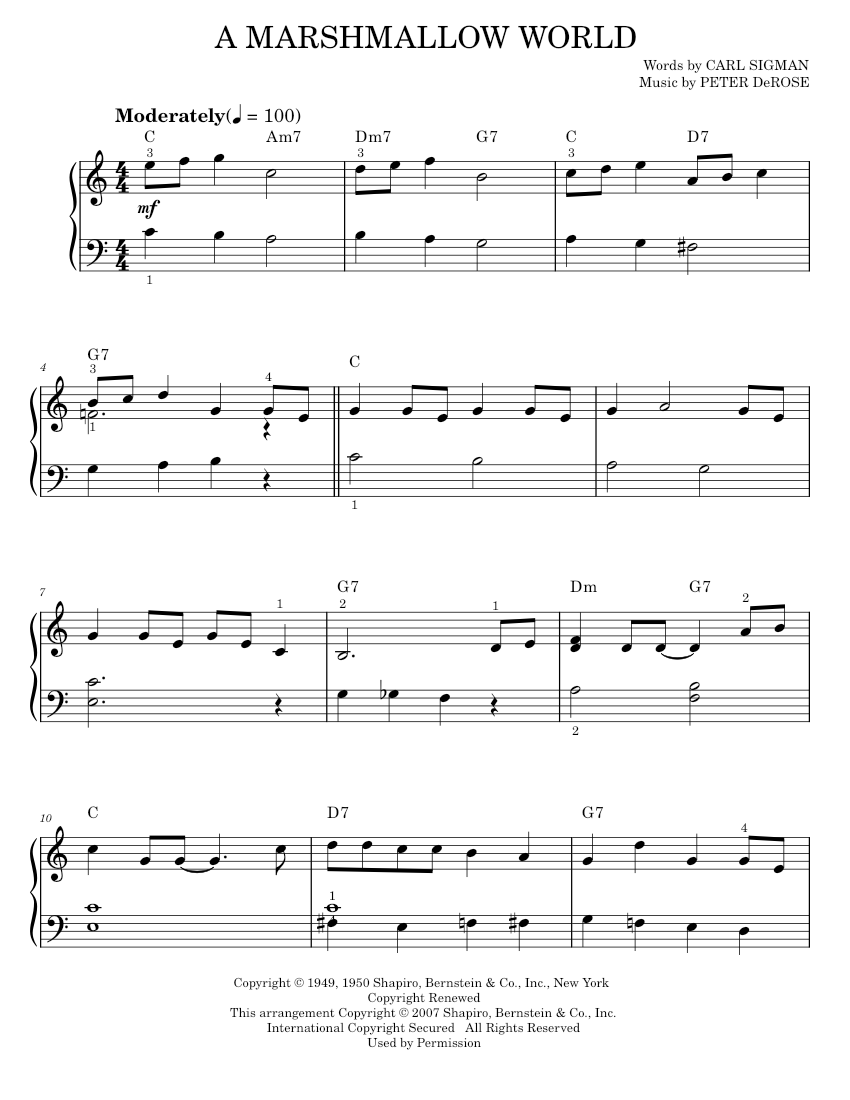 Play Official version of A Marshmallow World Sheet Music by Bing Crosby ...