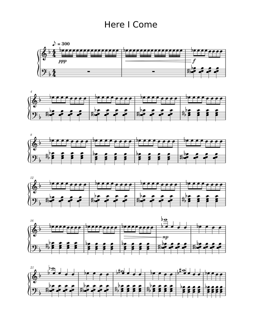 Here I Come – Door Music Seek Sheet music for Piano (Solo) | Musescore.com