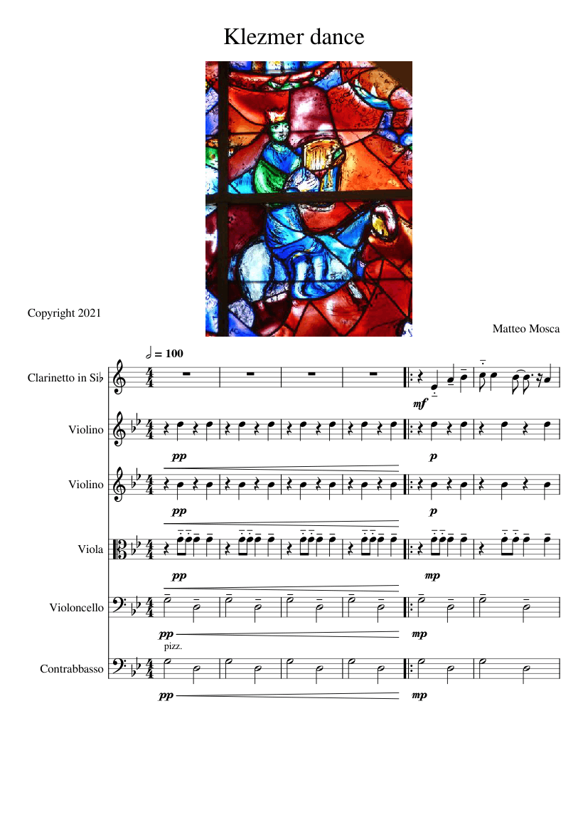 Klezmer dance Sheet music for Clarinet in b-flat, Contrabass, Violin ...
