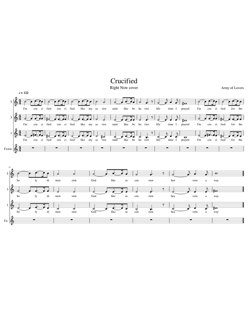 Army of lovers Crucified KeyEm Sheet music for Vocals (Choral) | Musescore.com