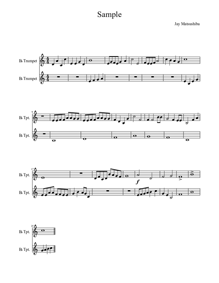Sample Sheet music for Trumpet other (Brass Duet) | Musescore.com