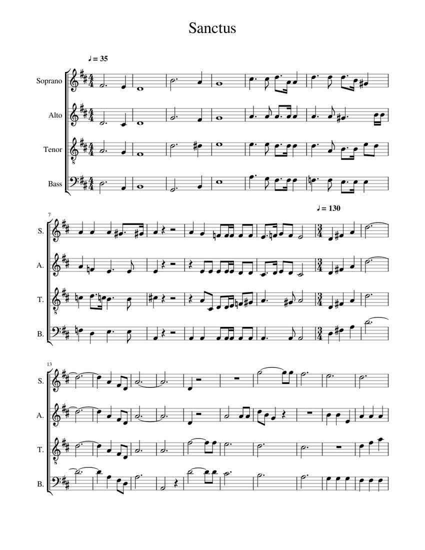Sanctus Sheet music for Soprano, Alto, Tenor, Bass voice (Choral ...