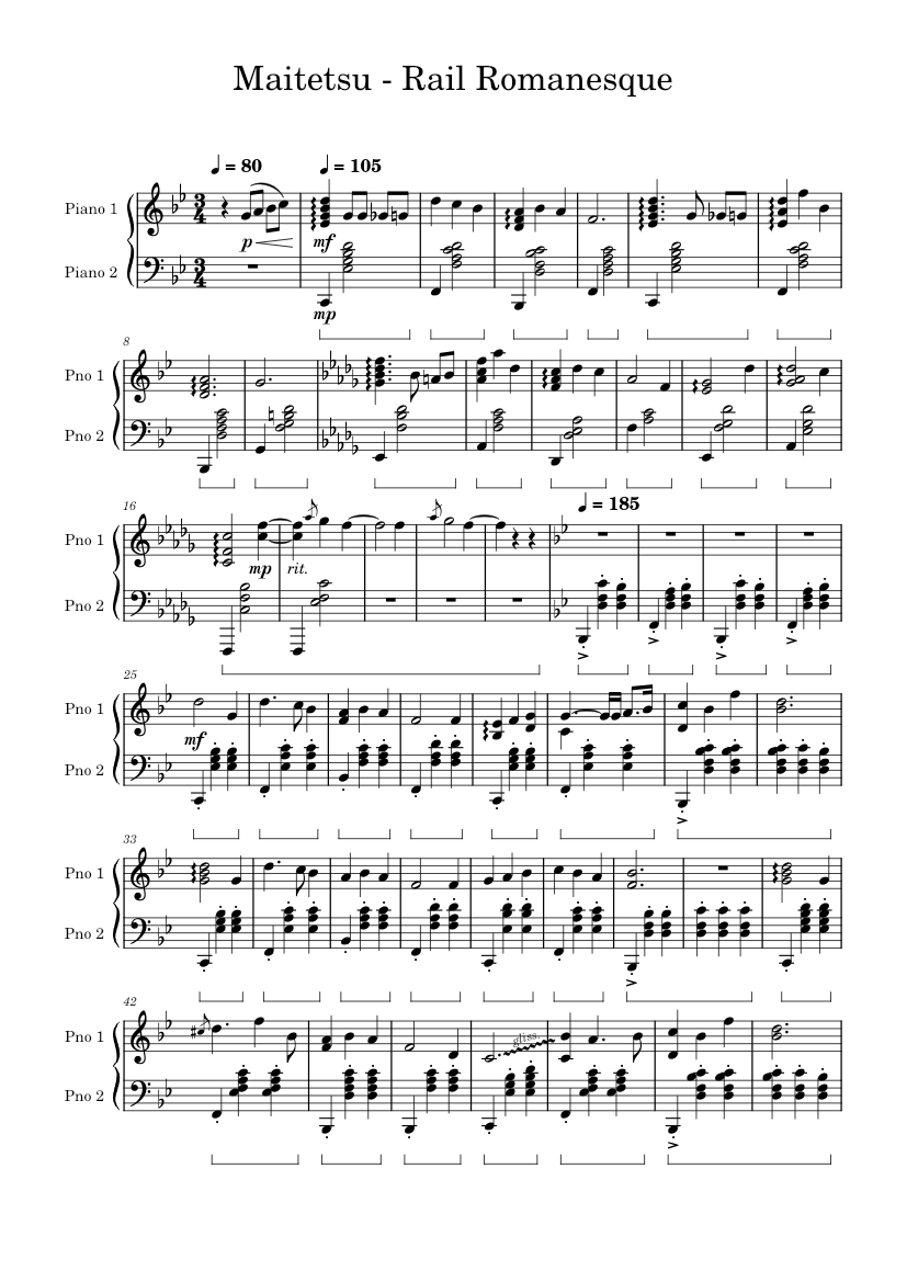 Maitetsu - Rail Romanesque (Piano ver) Sheet music for Piano (Solo ...