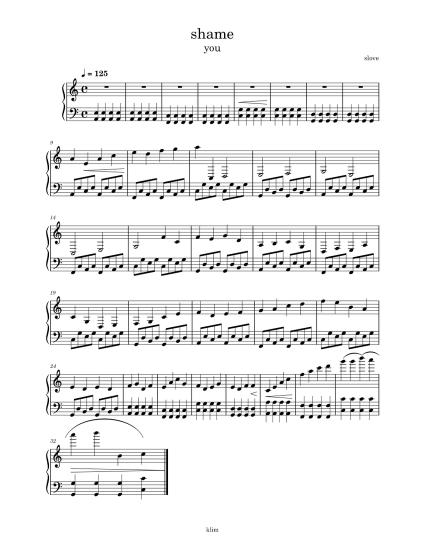 shame Sheet music for Piano (Solo) Easy | Musescore.com